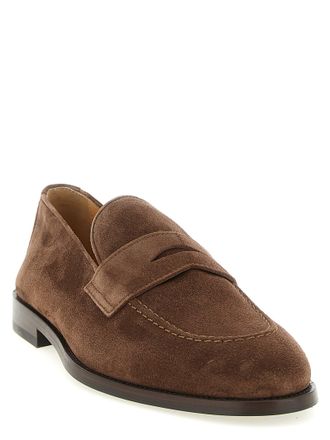 Brunello Cucinelli Mens Brown Calfskin Slip-On Loafers