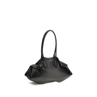 Alexander McQueen Womens Black Calf Leather Bos Taurus Shoulder Bag