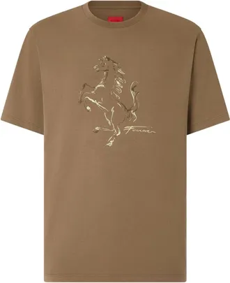 Ferrari Homme, Tops, Vert, Taille: XL T-shirt avec motif cheval