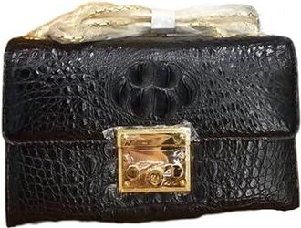 Generic Sac cabas pour femme en cuir de crocodile exotique authentique, petit sac à main pour femme en cuir dalligator véritable, sac à rabat avec bandoulière