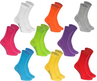 Rainbow Socks Damen Herren Klassische Bunte Baumwolle Socken - 9 Paar - Wei&szlig; Lila Grau Orange Rot Gelb Gr&uuml;n - Gr&ouml;&szlig;en 39-41
