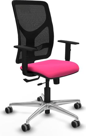 Piqueras y Crespo Schreibtischstuhl mit Rollen, 1D-Armlehnen, h&ouml;henverstellbare Lendenwirbelst&uuml;tze, ausgestattet mit Syncro/Traslack und Schneideschaum, Schwarz/Rosa