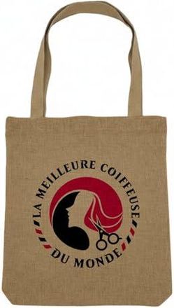 Fabulous Sac Shopping Tote Bag Aspect Lin - La Meilleure Coiffeuse du Monde Coiffure Mode Fashion Cheveux - Sac de Courses Toile Epaisse 360g Beige Naturel Cab