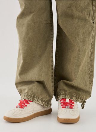 Ganni Baskets en toile &agrave; motifs surpiqu&eacute;s