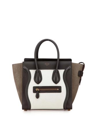 Celine 2016 micro Tricolor Luggage Tote Bag aus Nubuk- und Kalbsleder - Braun