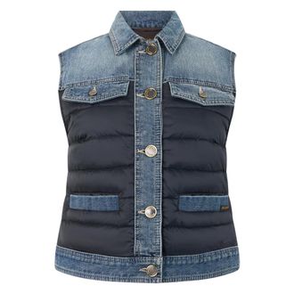 Moorer Weste Mix Denim und Stepp - - Jackets - Damen - Blau - XS
