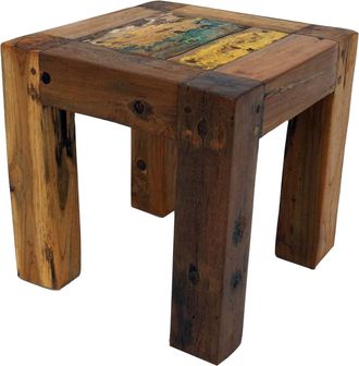 Guru Shop Hocker, Beistelltisch aus Recyceltem Teakholz - Modell 7, 30x30x30 cm