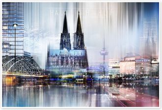 Posterlounge Kölner Skyline, abstrakt Poster von Städtecollagen 100 x 70 cm Wandbilder Wanddeko