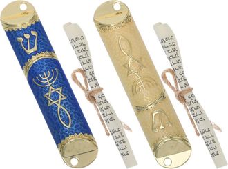 BESPORTBLE Alipis 2 St&uuml;ck Mezuzah Geh&auml;use aus Metall Wetterfest Vintage Stil Goldfarbene Haust&uuml;r Dekoration f&uuml;r J&uuml;dische Wohnr&auml;ume Geeignet f&uuml;r Innen und Au&szlig;enbe