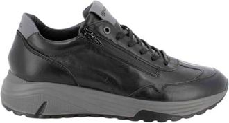 Igi & Co Baskets pour homme en cuir noir avec semelle int&eacute;rieure &agrave; m&eacute;moire de forme, chaussures d&eacute;contract&eacute;es de sport avec semelle en caoutchouc gris, style h