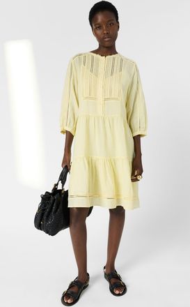 Gerard Darel Robe courte et droite &agrave; dentelle - RIANE - Jaune