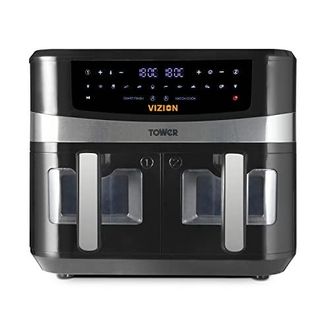 Tower Tower T17100 Vortx Vizion 9L Doppelkorb-Luftfritteuse mit digitalem Bedienfeld und 10 One-Touch-Vorspielen, Schwarz