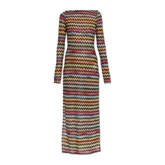 Missoni Femme, Robes, Multicolore, Taille: 40 FR Longue robe &agrave; col rond avec motif chevron