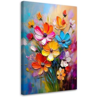 Feeby Tableau d&eacute;co Fleurs abstraites color&eacute;es 60x90