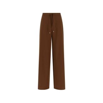 Max Mara Femme, Pantalons, Brun, Taille: 42 FR Pantalon Fluide en Laine Vierge