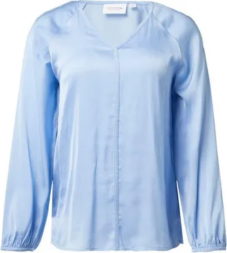 Comma Langarmbluse Bluse Satinierte Bluse mit Raglan&auml;rmeln und V-Ausschnitt