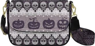 Hugs Idea Sac à bandoulière dHalloween pour femme Hobo Sac à main en cuir, Crâne citrouille, Taille unique
