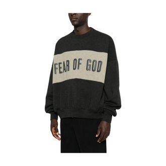 Fear of God Homme, Sweatshirts et sweats &agrave; capuche, Gris, Taille: L SweaT-shirt court d&eacute;contract&eacute; &agrave; panneaux