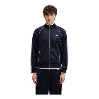 Wales Bonner Wales Bonner - Motion Track Top - Homme - Sweatshirts et sweats &agrave; capuche - Bleu - Taille: XL