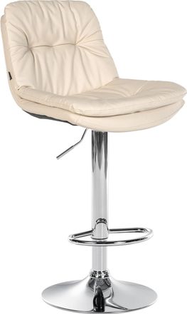 Clp Barhocker Laurel mit Kunstlederbezug I Barstuhl höhenverstellbar und drehbar I gepolsterter Tresenhocker mit Fußstütze und Rückenlehne, Farbe:Creme, M