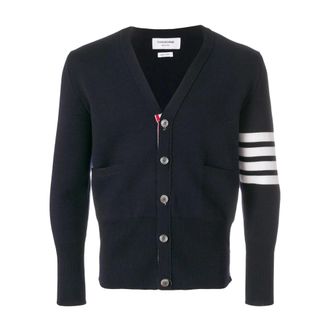 Thom Browne Merinowoll V-Ausschnitt Cardigan - - Knitwear - Herren - Blau - 2XL