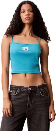 Calvin Klein Damen Tank Top Woven Label Cami Gerippt, T&uuml;rkis (Tuscan Teal), XXS
