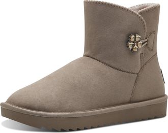 Marco Tozzi Damen Stiefeletten ohne Absatz Boots Gefüttert, Grau (Taupe), 38