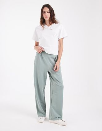 Lacoste Loungehose mit weitem Bein in Salbeigr&uuml;n
