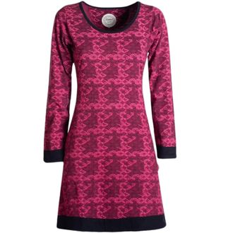 vishes Damen leichtes Langarmshirt-Kleid in Dunkelrot | Gr&ouml;&szlig;e XL (42) | Handgefertigt aus 100% Baumwolle | Ideal f&uuml;r Fr&uuml;hling, Sommer & Herbst | Nachhaltige 