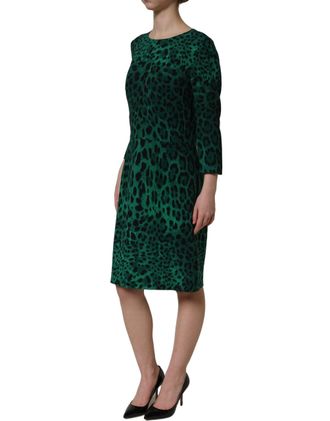 Dolce & Gabbana Leopard Print Silk Dress - Green