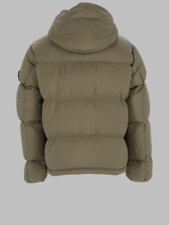 Stone Island Removable Hood Down Jacket - Green