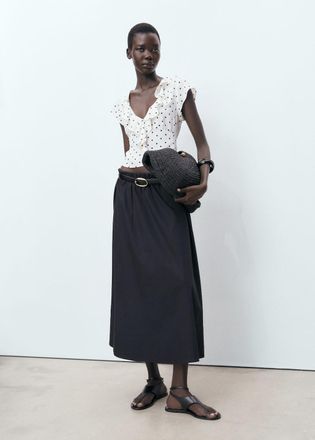 Mango Rüschenbluse mit Polka Dots cremeweiß - Damen - XS - MANGO