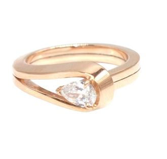 Repossi Serti Rink Gold Invers&eacute; Pear Cut Diamond Ring Size 53