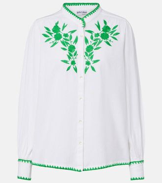 Juliet Dunn Chemise brod&eacute;e en coton et lin