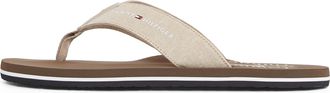 Tommy Hilfiger Herren Flip Flops Chambray mit Leinen, Beige (Beige), 40
