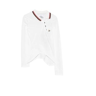 Vivienne Westwood Orb-besticktes asymmetrisches Poloshirt - - Tops - Damen - Wei&szlig; - XS