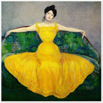 Posterlounge Dame in Gelb Poster von Maximilian Kurzweil 50 x 50 cm Gelb Wandbilder Wanddeko