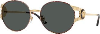 Versace Femme, Accessoires, Jaune, Taille: 54 MM Lunettes de soleil rondes en m&eacute;tal