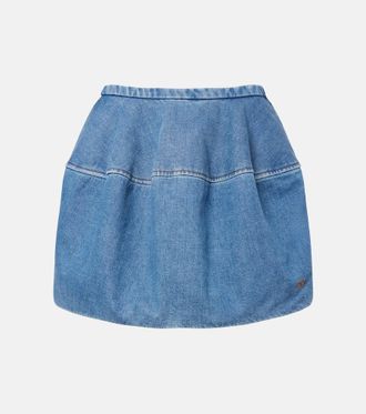 Loewe Mini-jupe en denim &agrave; motif Double L