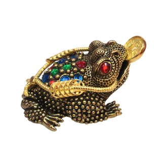 Generic Tea Companion Sculpture - reines Messing Golden Toad Ornamente, W&auml;hrungsf&ouml;rderung Tee Amphibian | Wohlstandsbetreuungsverzinsliche, vergoldete Kr&ouml;te s