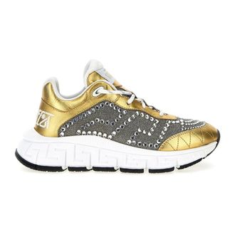Versace Laminierte Ledersneaker - - Shoes - Damen - Mehrfarbig - 39 EU