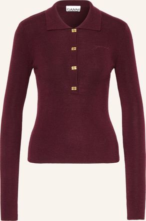Ganni Strick-Poloshirt rot