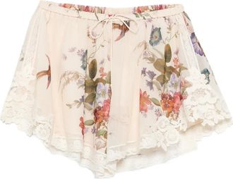 Zimmermann short Patience &agrave; fleurs en dentelle - Tons neutres