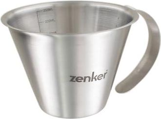 Zenker 44991 Verre doseur gradué 250 ml, verre gradué pour liquides, verre mesureur, Acier inoxydable, Argent, 12,5 x 10 x 7 cm