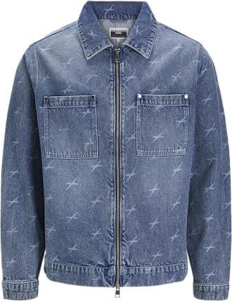 Jack & Jones Veste en Jean Vestes Col Italien Poignets ou Bas &eacute;lastiqu&eacute;s Faded Denim L Faded Denim L