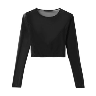 Mar De Margaritas T&uuml;ll-Langarmshirt - - Tops - Damen - Schwarzk - S
