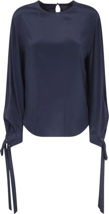 Alberta Ferretti Blouse &agrave; manches nou&eacute;es - Femme - Blouses et Chemises - Bleu - Taille: 44 FR