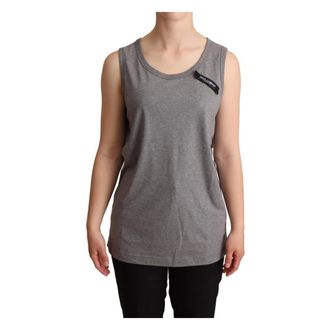 Dolce & Gabbana Femme, Tops, Gris, Taille: 34 FR D&eacute;bardeur Gris sans Manches Col Rond