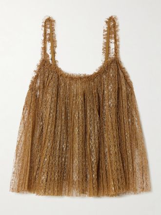 Ulla Johnson Haut Plissé En Dentelle Métallisée À Fronces Romy - Doré