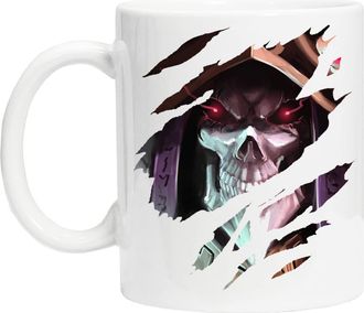 Generic Anime Overlord - Momonga Wiederverwendbare Tasse aus weißem Glas für Tee und Kaffee Coffe Cup
